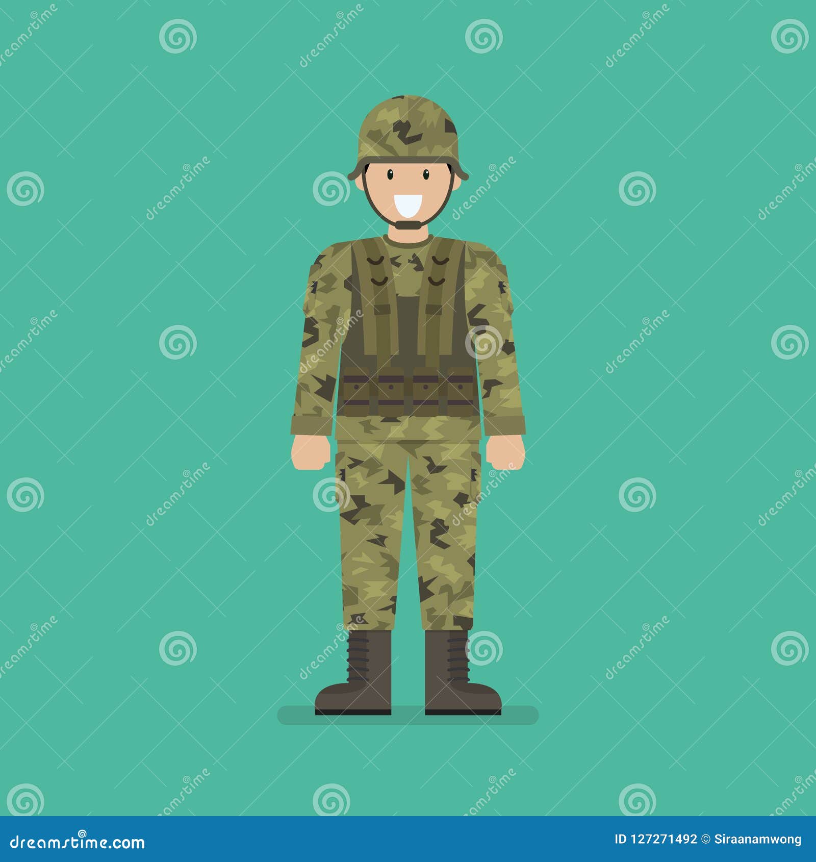 Army soldier character stock vector. Illustration of cartoon - 127271492