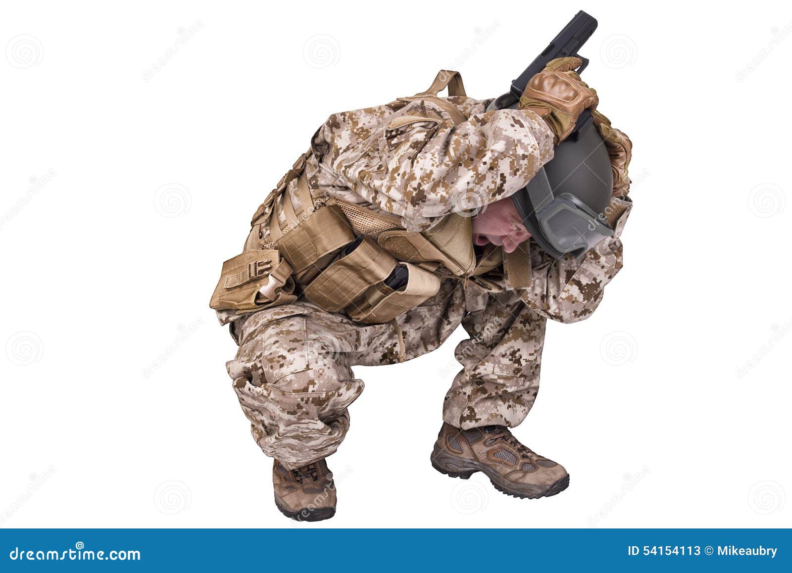Army soldier crouching stock image. Image of army, vest - 54154113