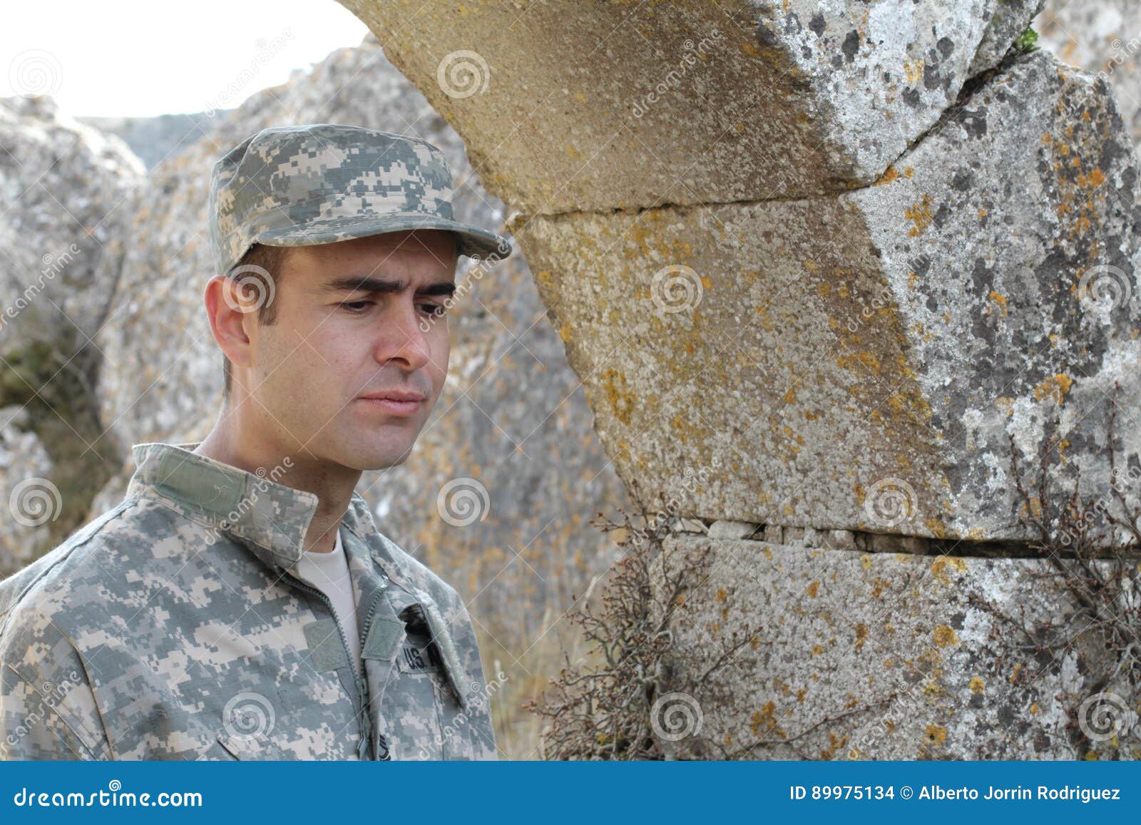 Army Soldier Crying during an Overseas Mission Stock Photo - Image of ...