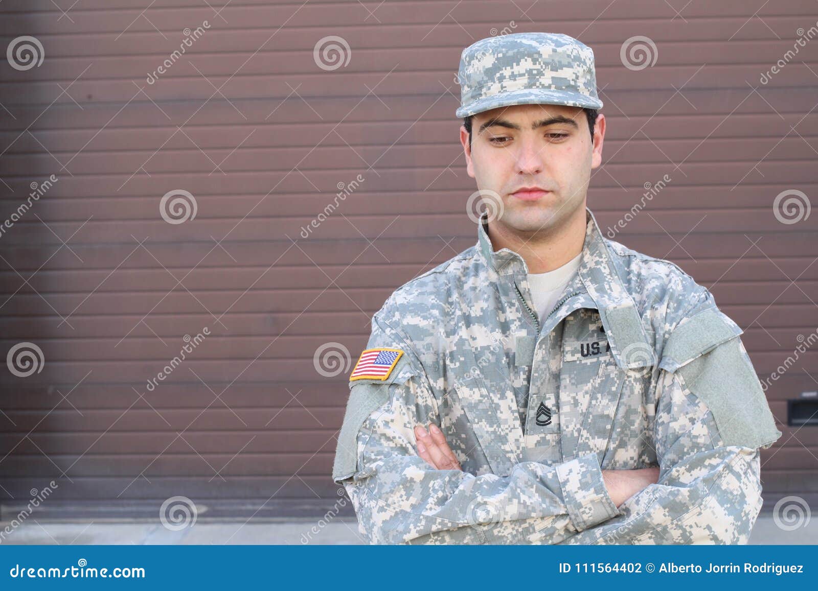 Army Soldier Deep in Thought with Arms Crossed Stock Photo - Image of ...
