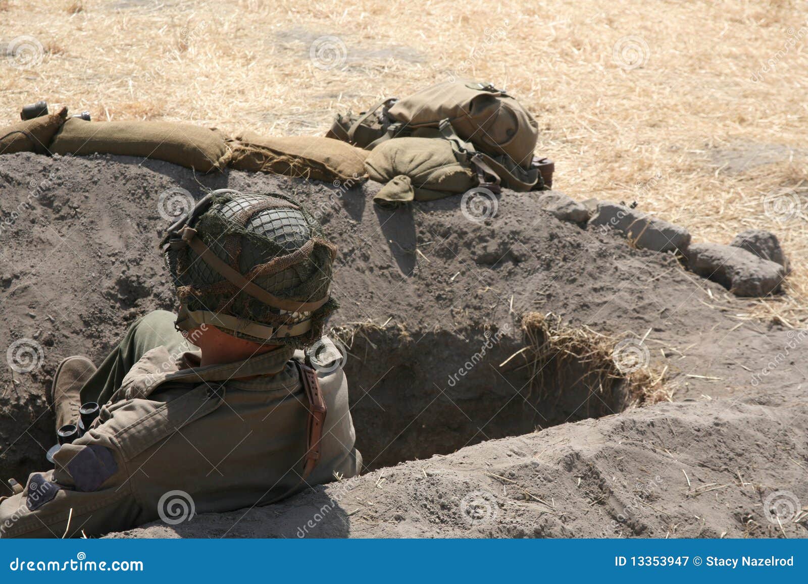 Army soldier in foxhole stock image. Image of occupation - 13353947