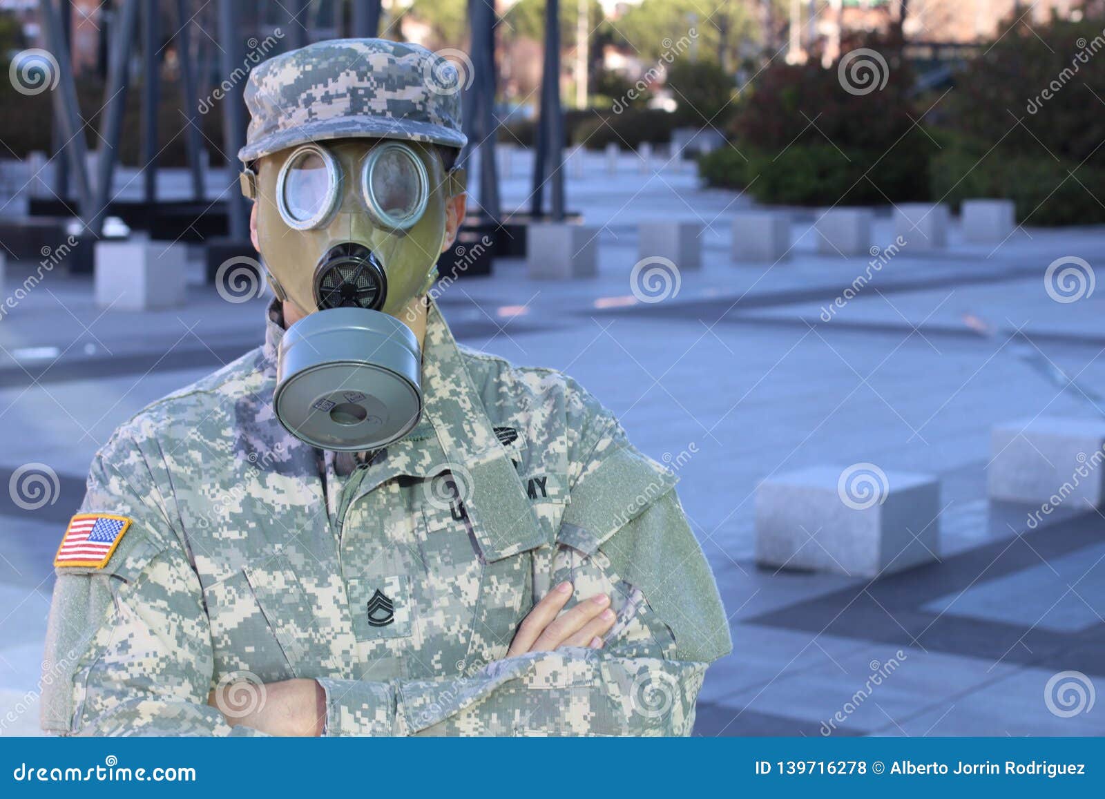 Army soldier with gas mask stock photo. Image of panic - 139716278