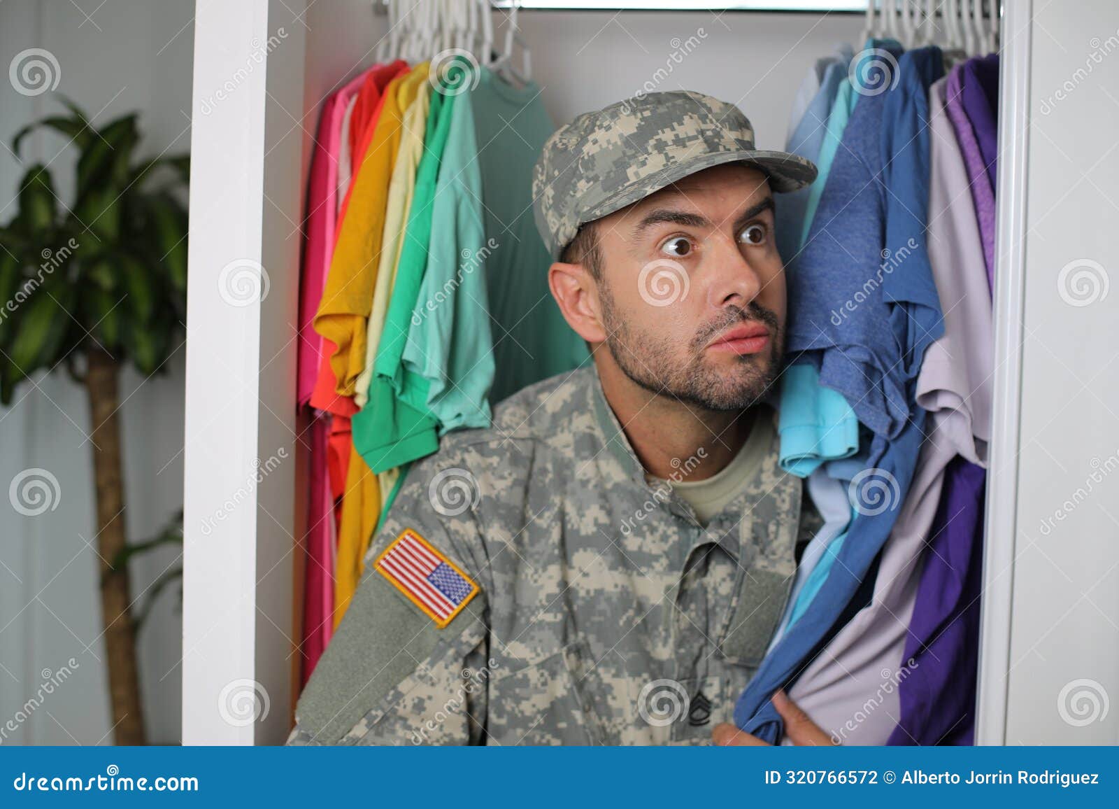Army Soldier Inside of the Closet Stock Photo - Image of disclosing ...