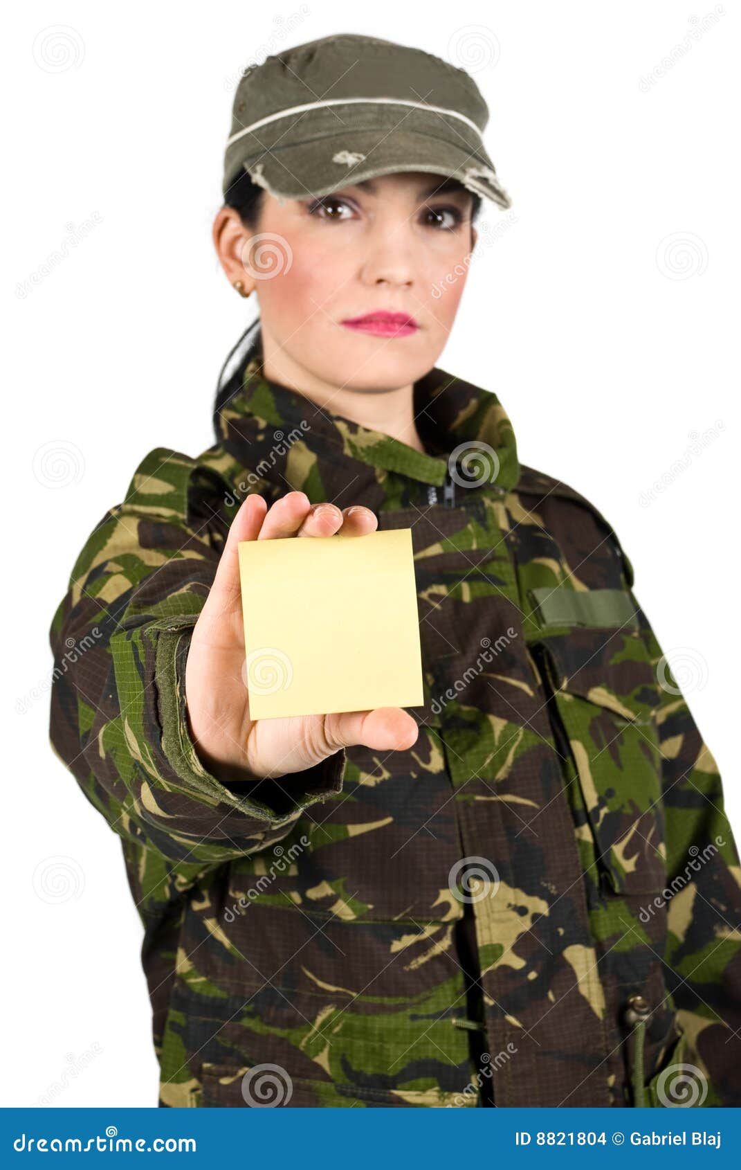 Army Soldier with Post-it Note Stock Photo - Image of black, green: 8821804