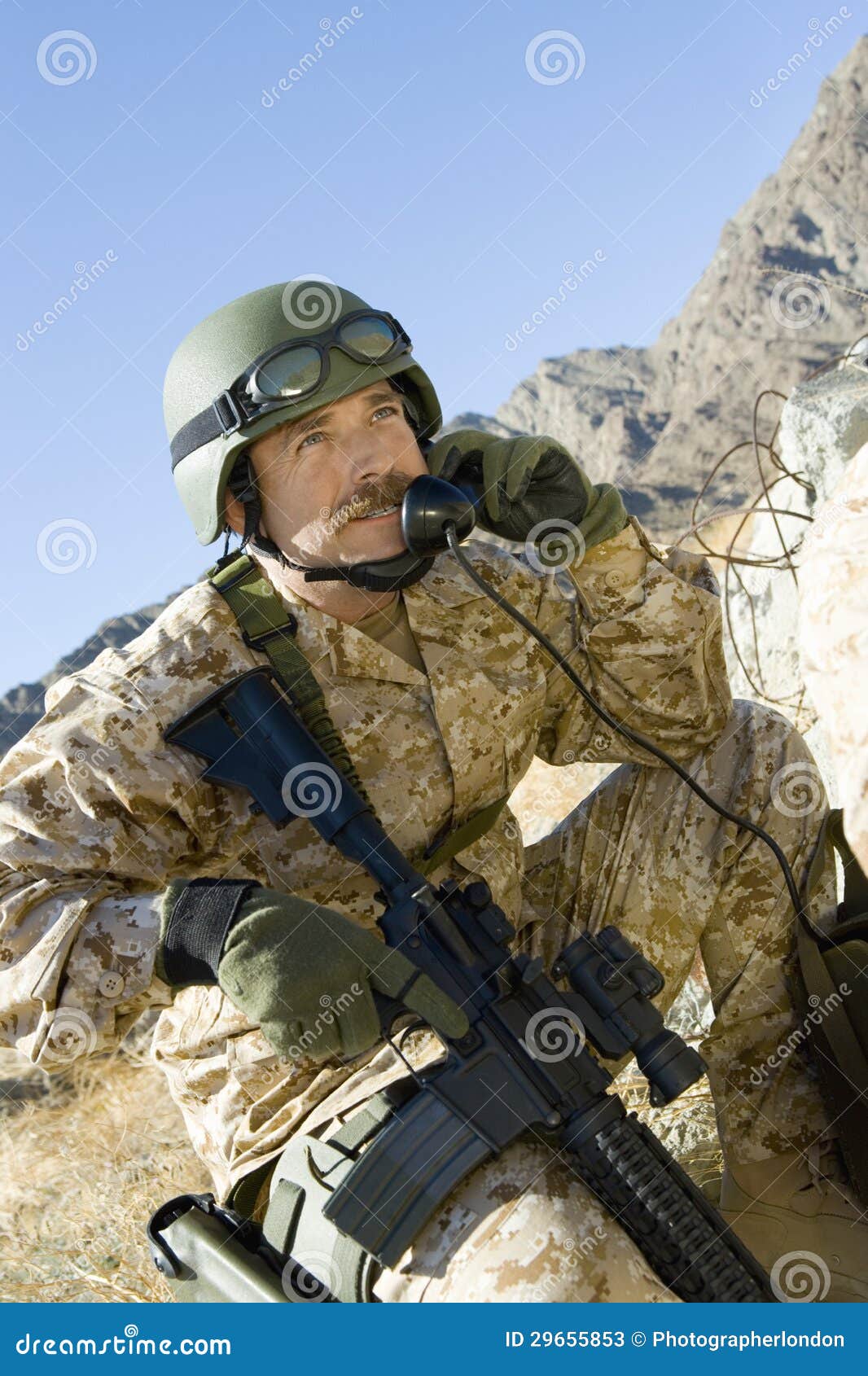 Army Soldier Using Telephone Stock Image - Image of people, armor: 29655853