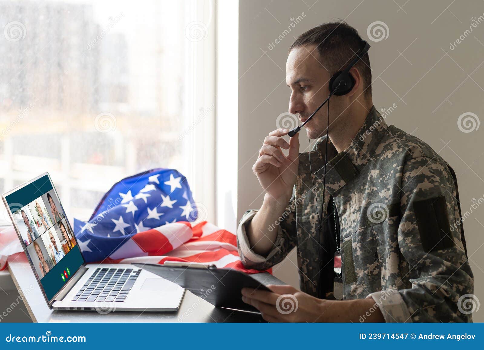 A Army Speaking Video Conferencing on Computer Using Online Video Call ...