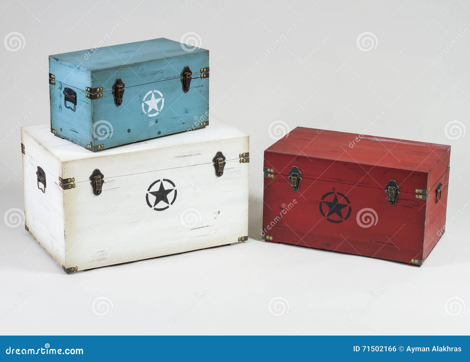 Army Style Wooden Storage Box Set Stock Photo - Image of furniture ...