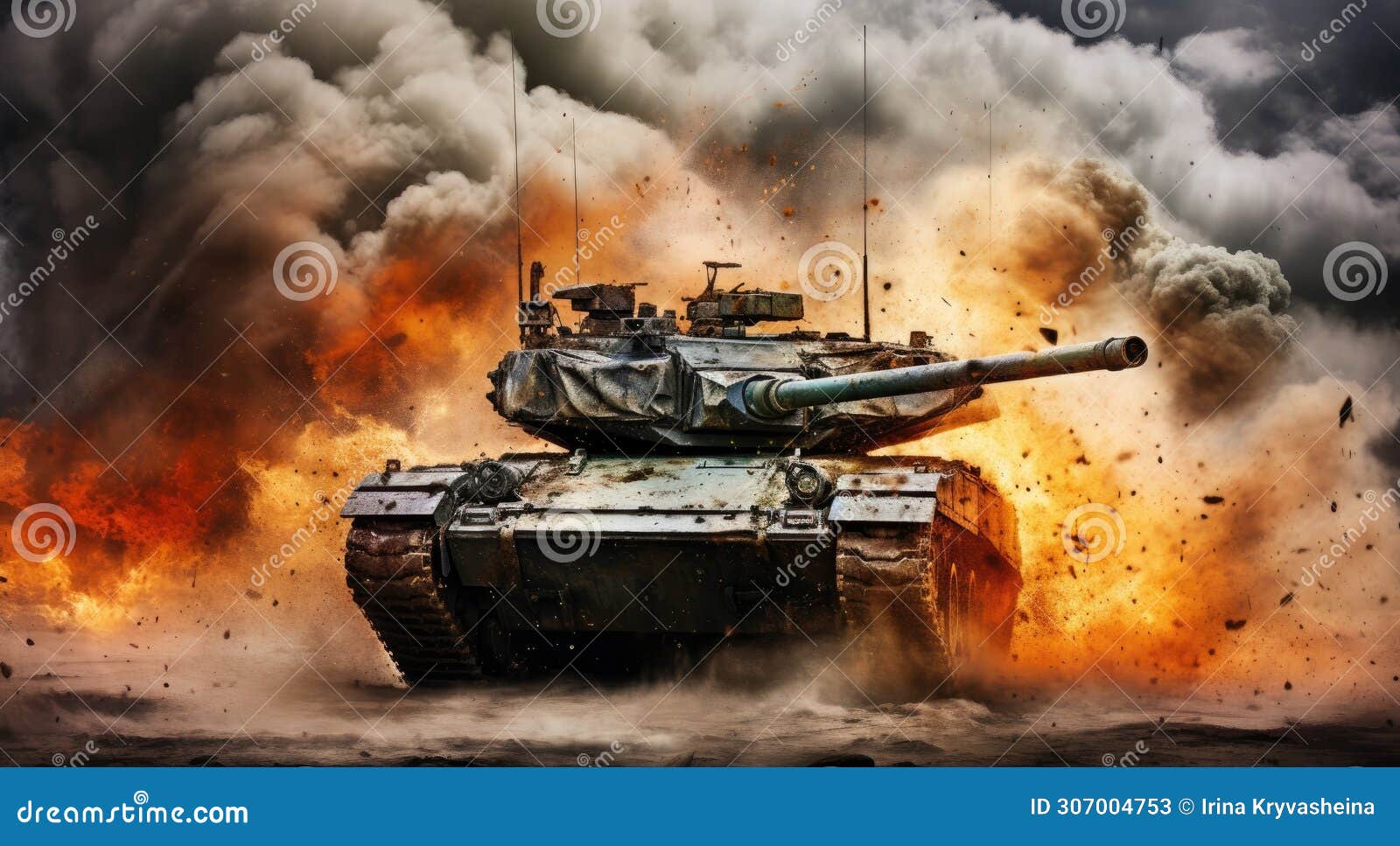 An Army Tank with Smoke Coming Out of it Stock Illustration ...