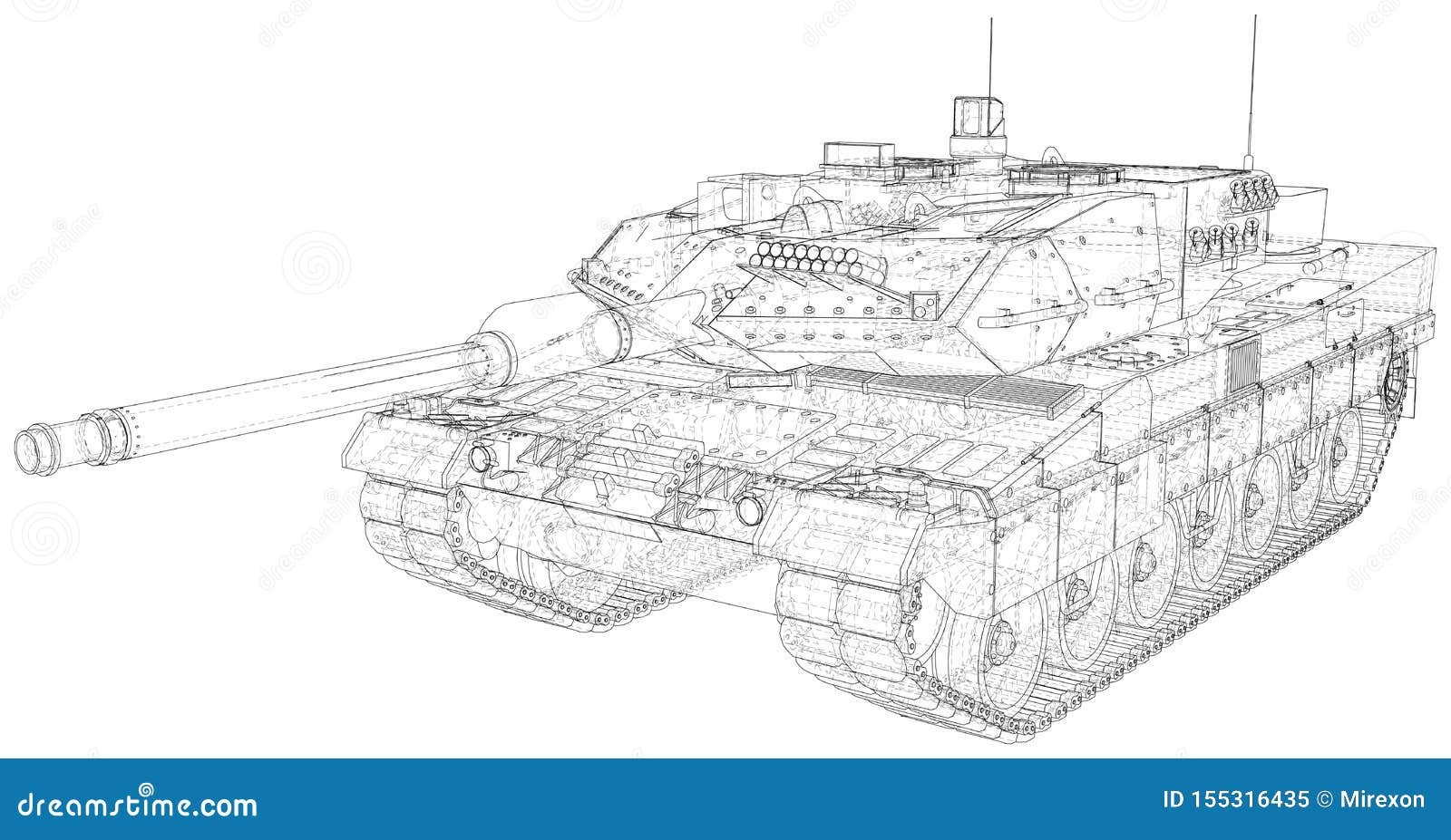 Army Tank Technical Wire-frame. Vector Illustration Stock Vector ...