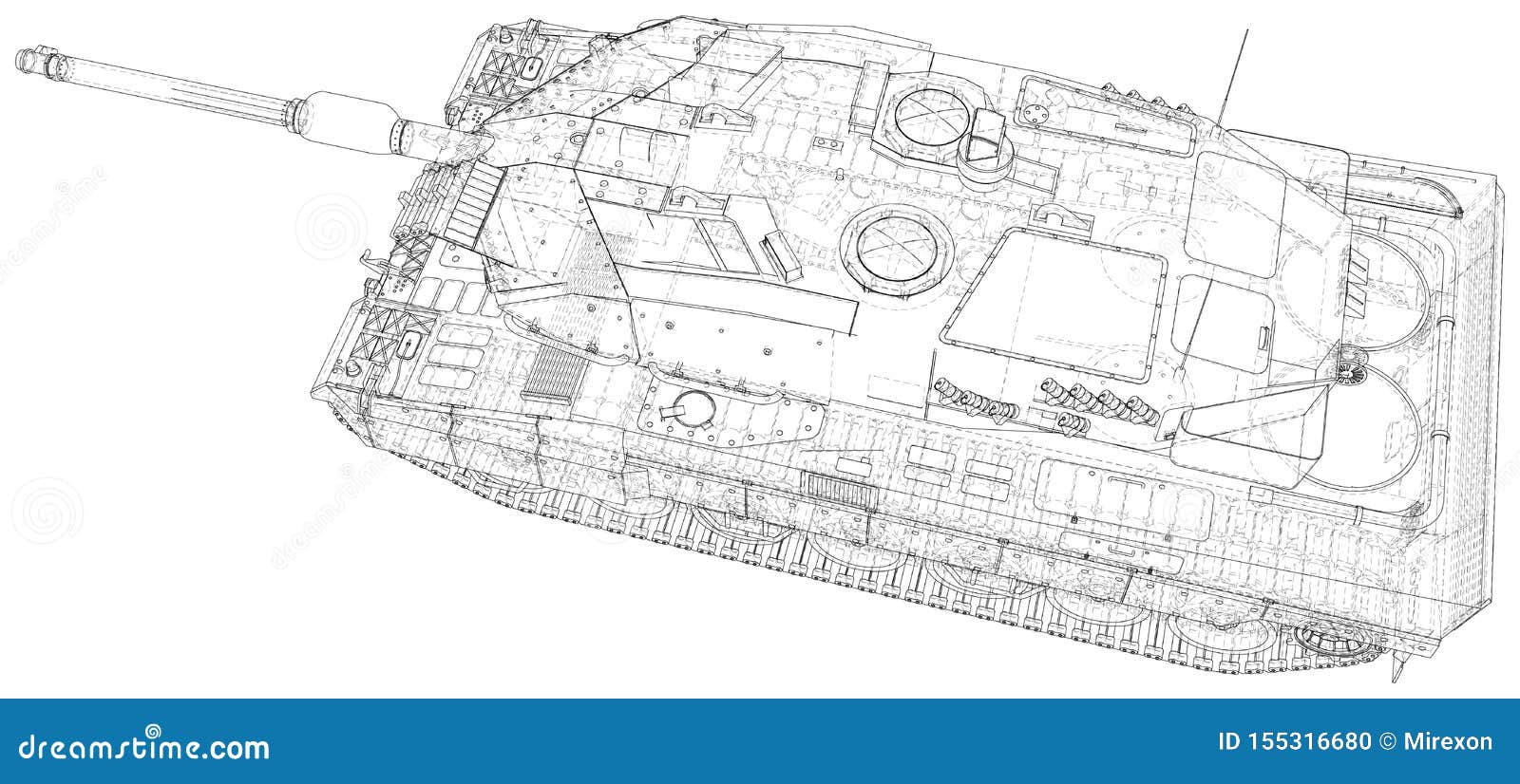 Army Tank Technical Wire-frame. Vector Illustration Stock Vector ...