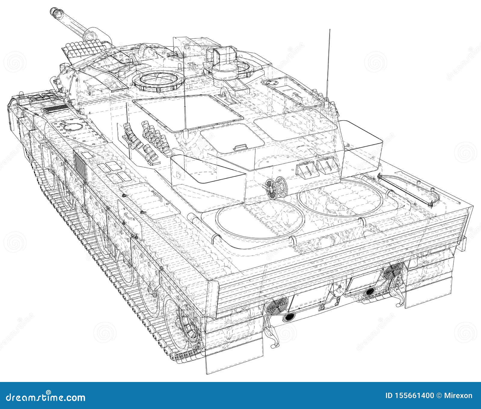 Army Tank Technical Wire-frame. Vector Illustration Stock Vector ...