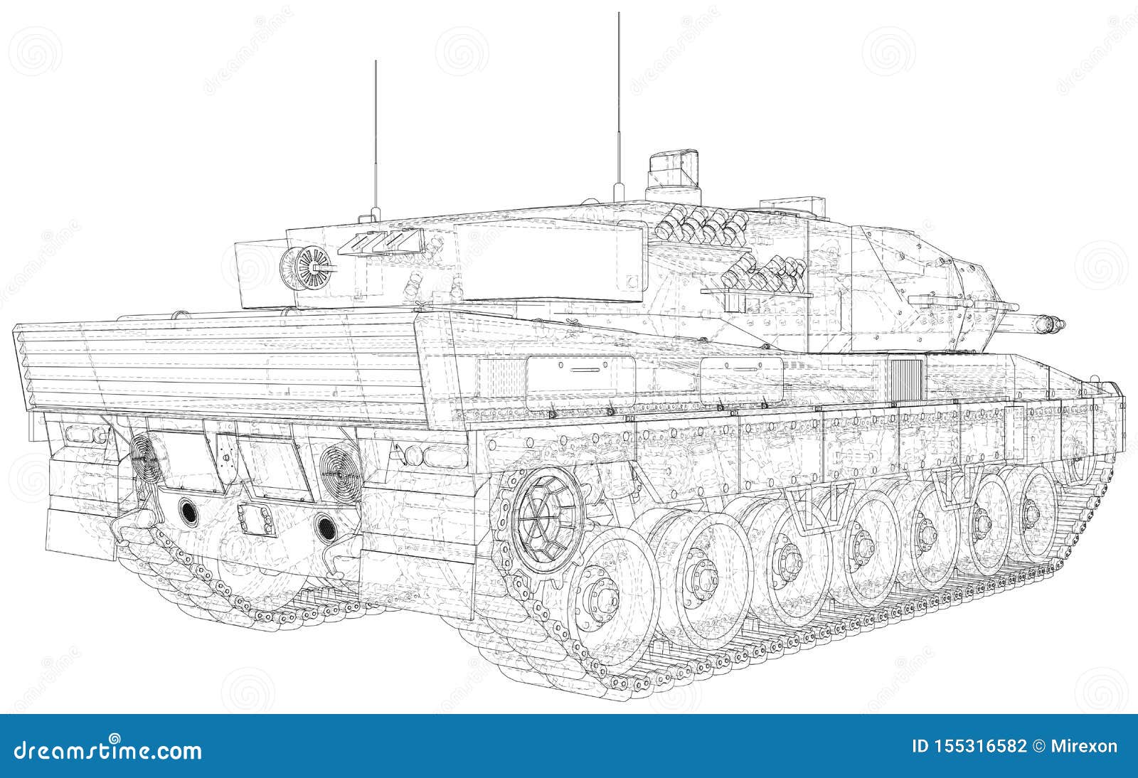 Army Tank Technical Wire-frame. Vector Illustration Stock Vector ...