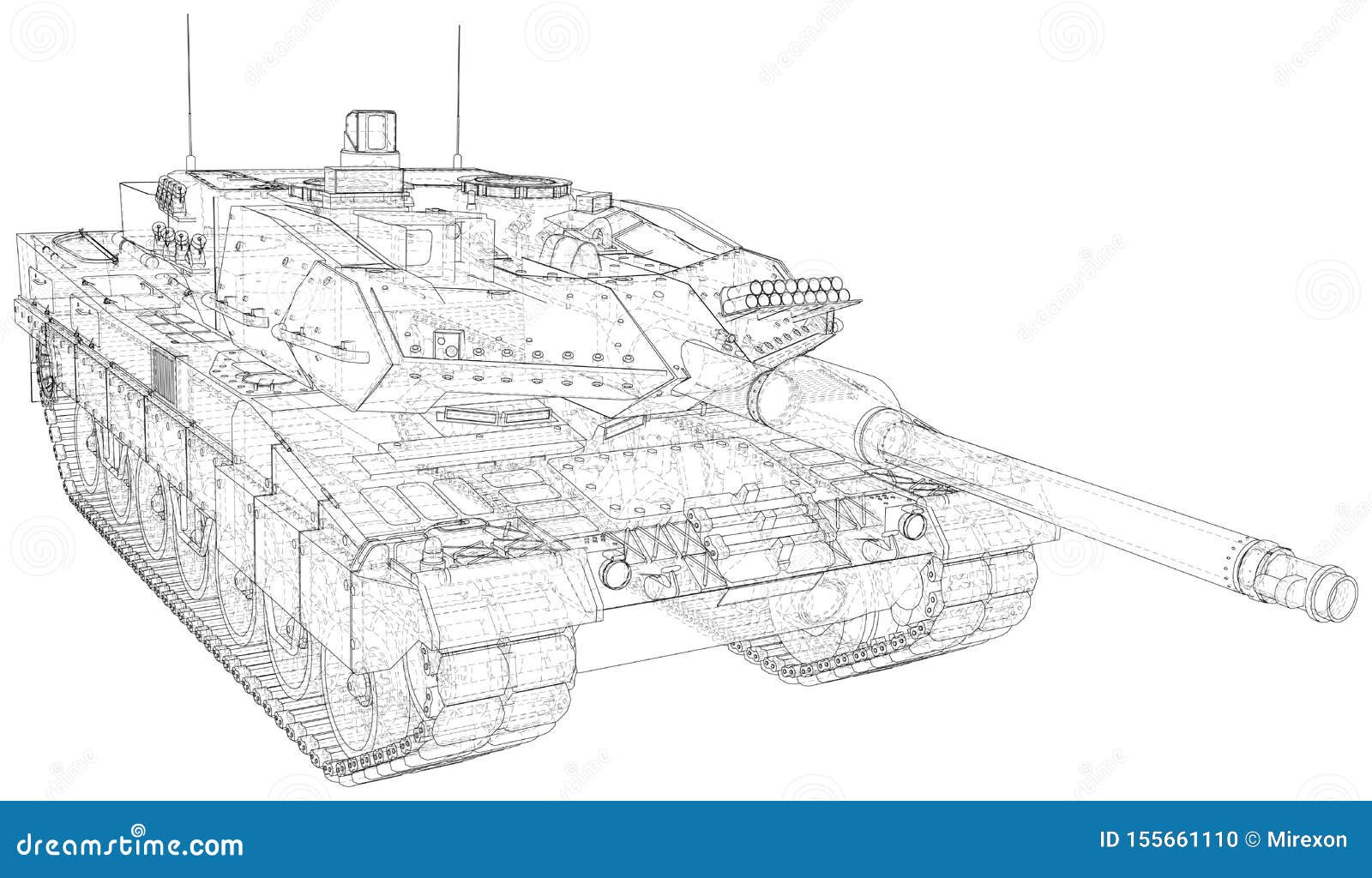 Army Tank Technical Wire-frame. Vector Illustration Stock Vector ...