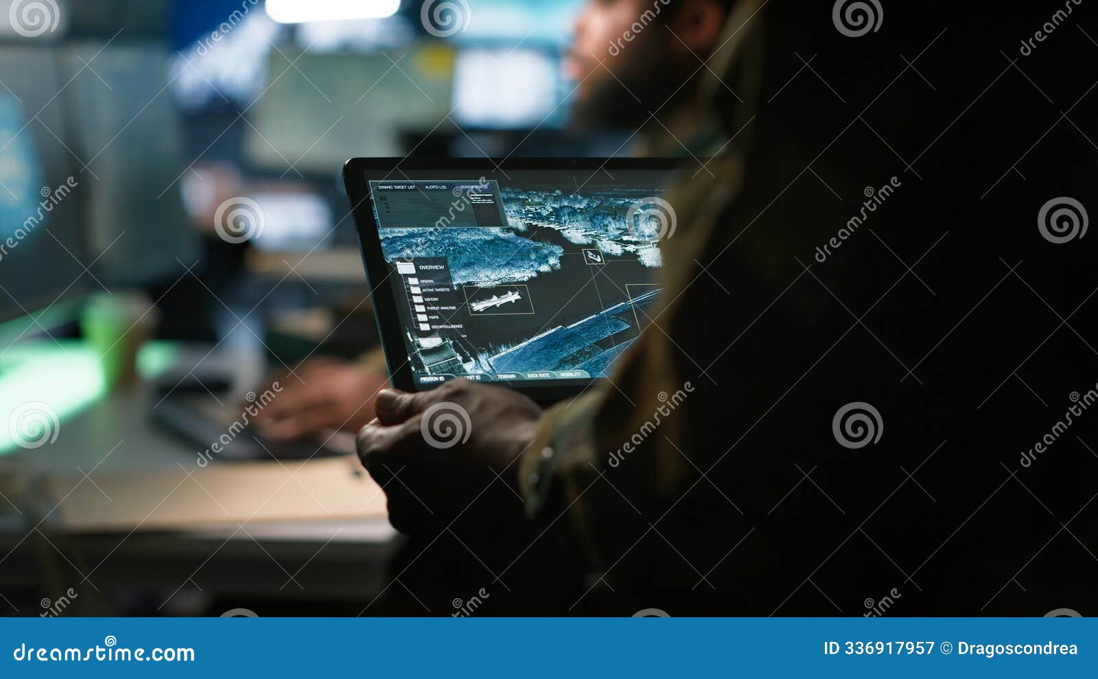 Army Telecommunication Systems Operator Using Satellite Software on ...