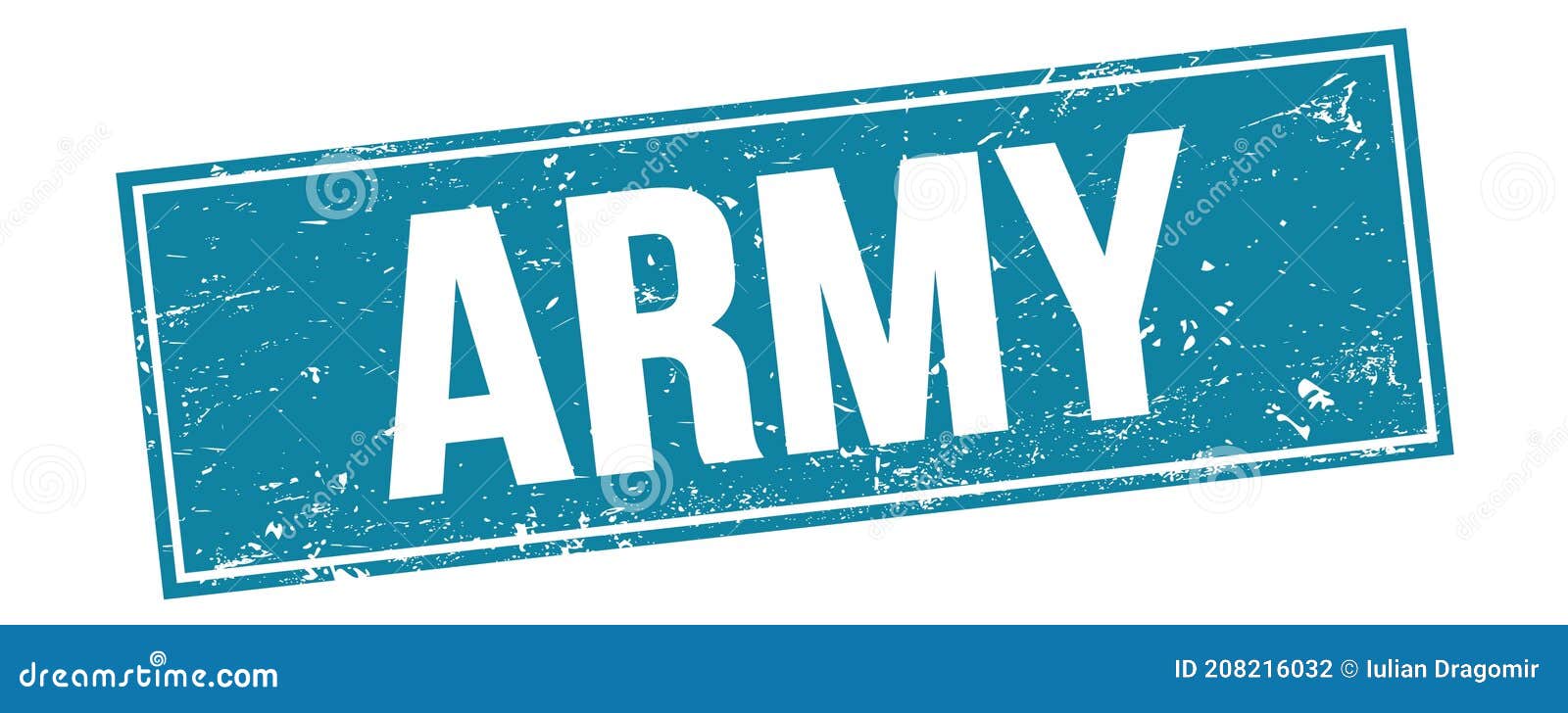 ARMY Text on Blue Grungy Rectangle Stamp Stock Illustration ...