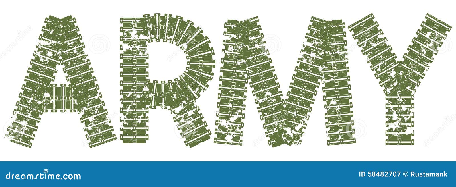 Army Text with the Letters Made of Tank Tracks Stock Vector ...