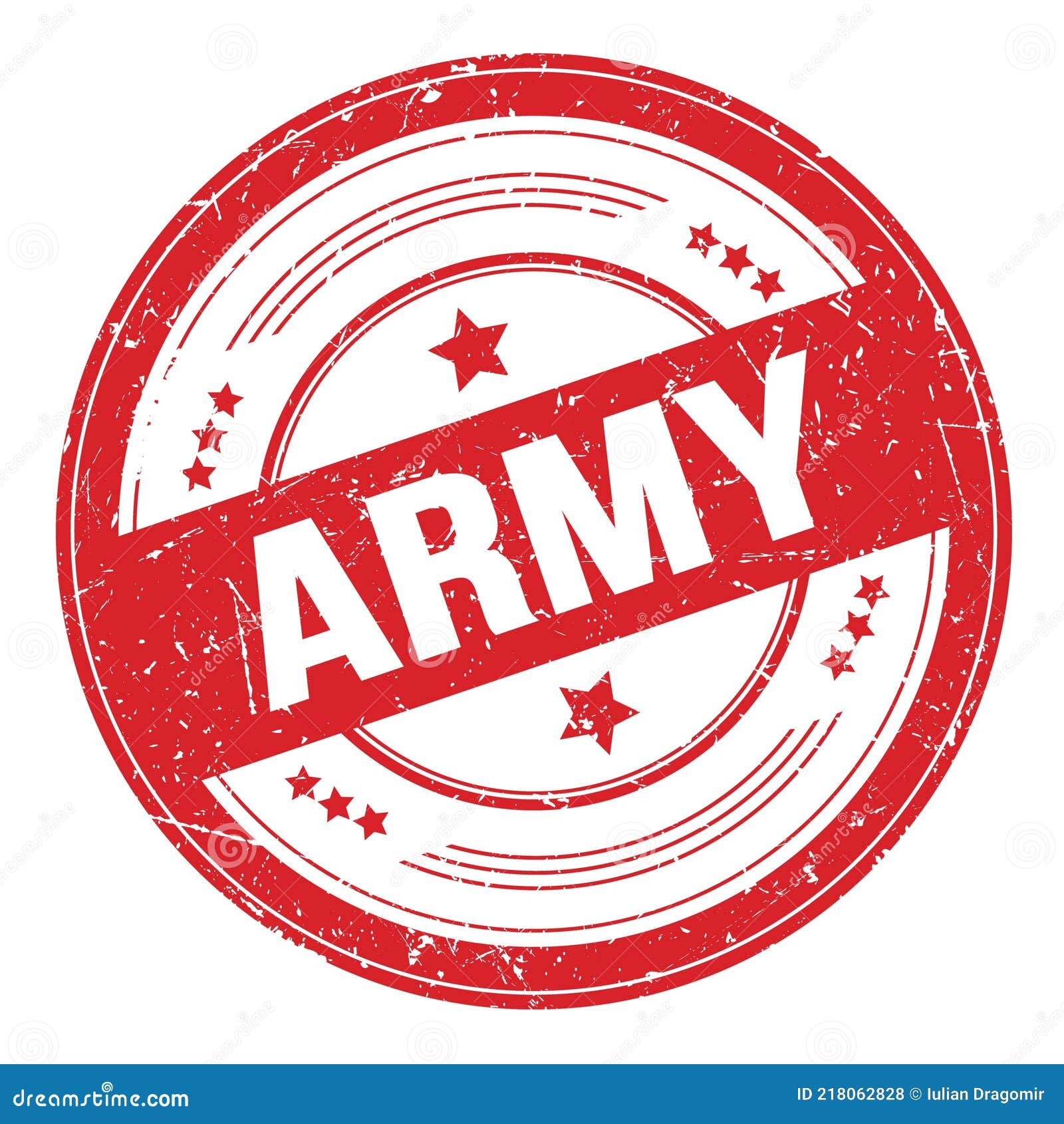 ARMY Text on Red Round Grungy Stamp Stock Illustration - Illustration ...