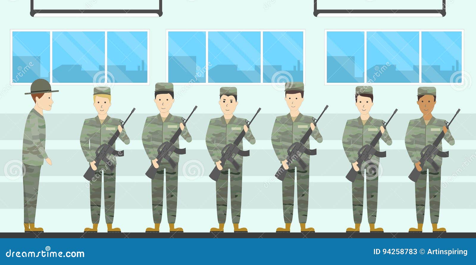Army training camp. stock vector. Illustration of army - 94258783