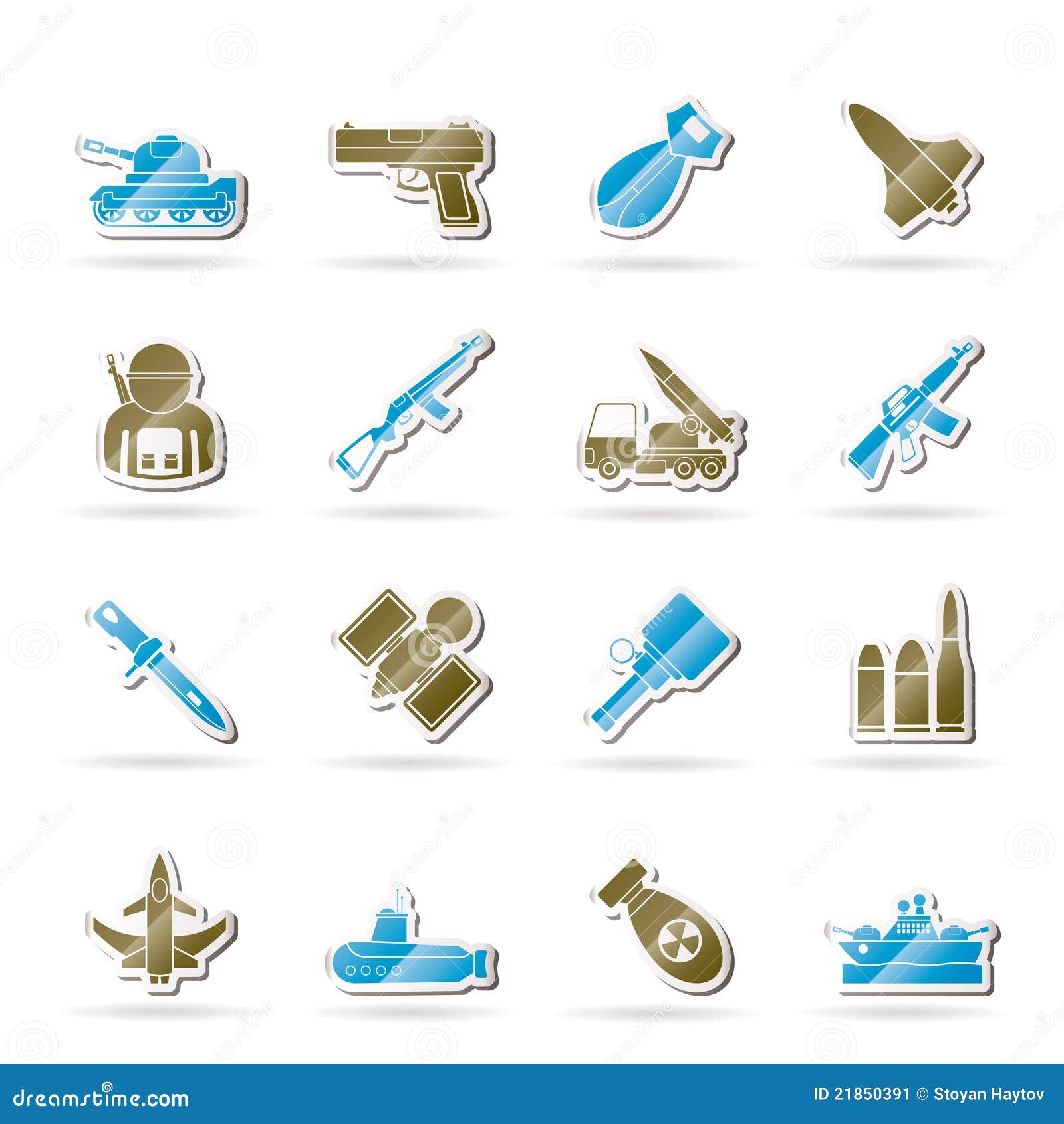 Army, Weapon and Arms Icons Stock Vector - Illustration of automat ...