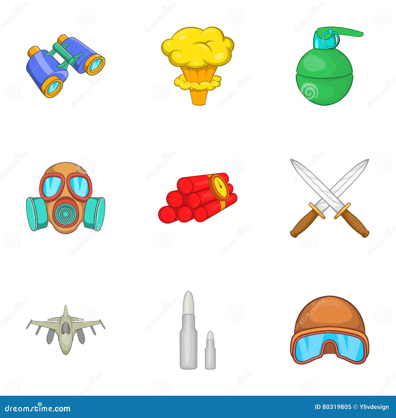 Army Weapons Icons Set, Cartoon Style Stock Vector - Illustration of ...