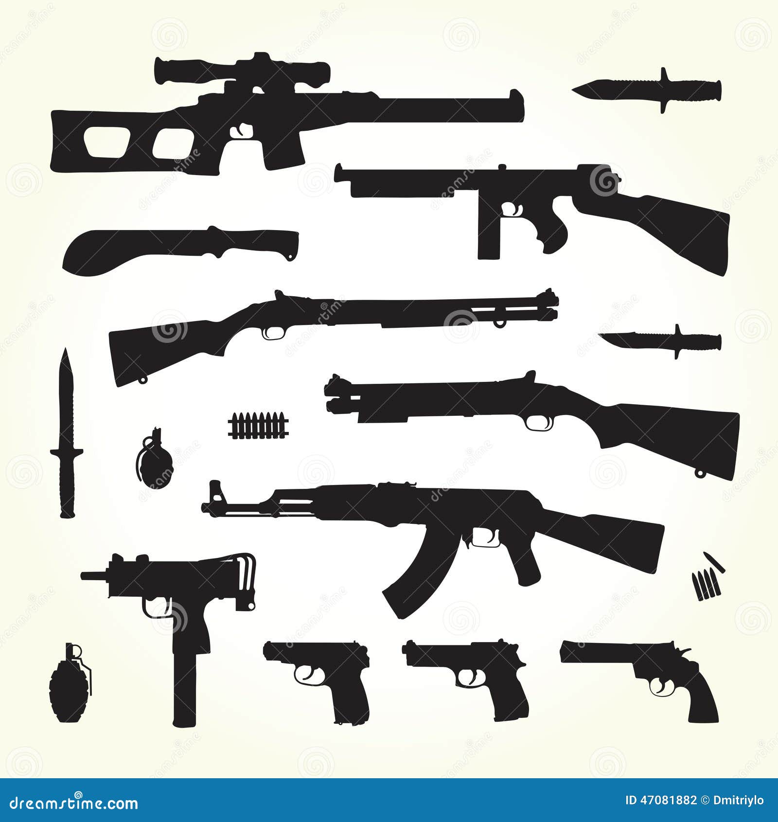 Army weapons stock vector. Illustration of revolver, handgun - 47081882