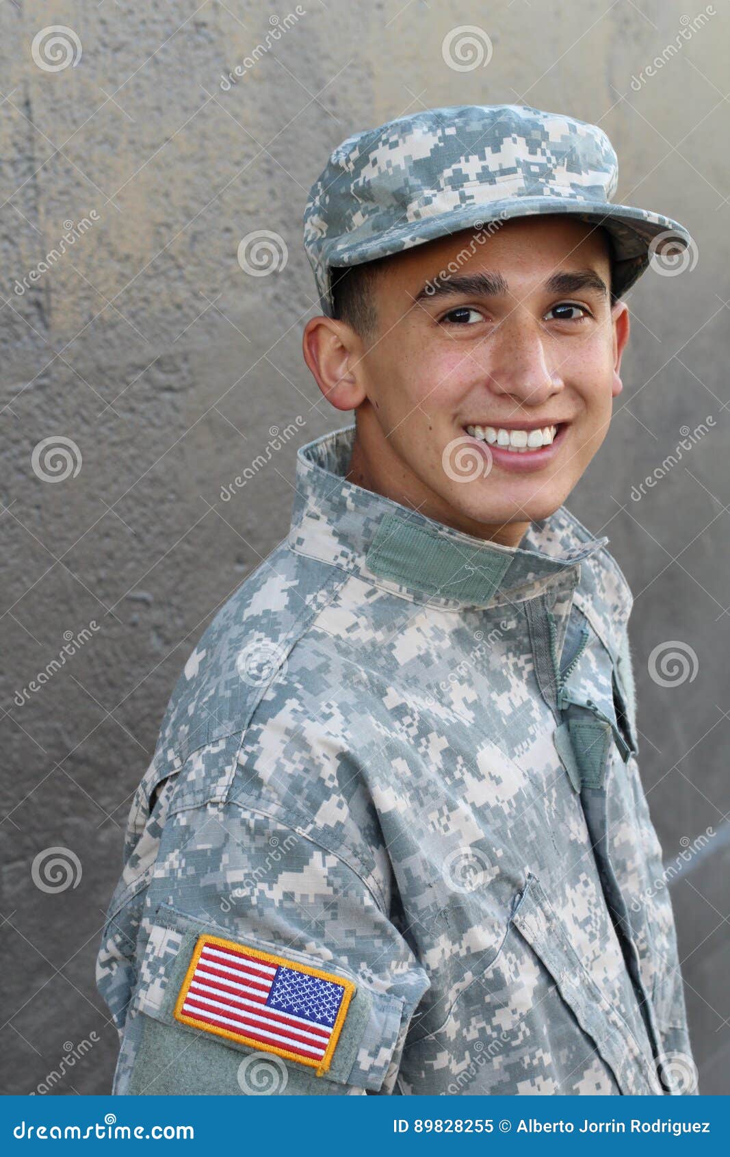 Army Worker Close Up Smiling Stock Image - Image of background ...