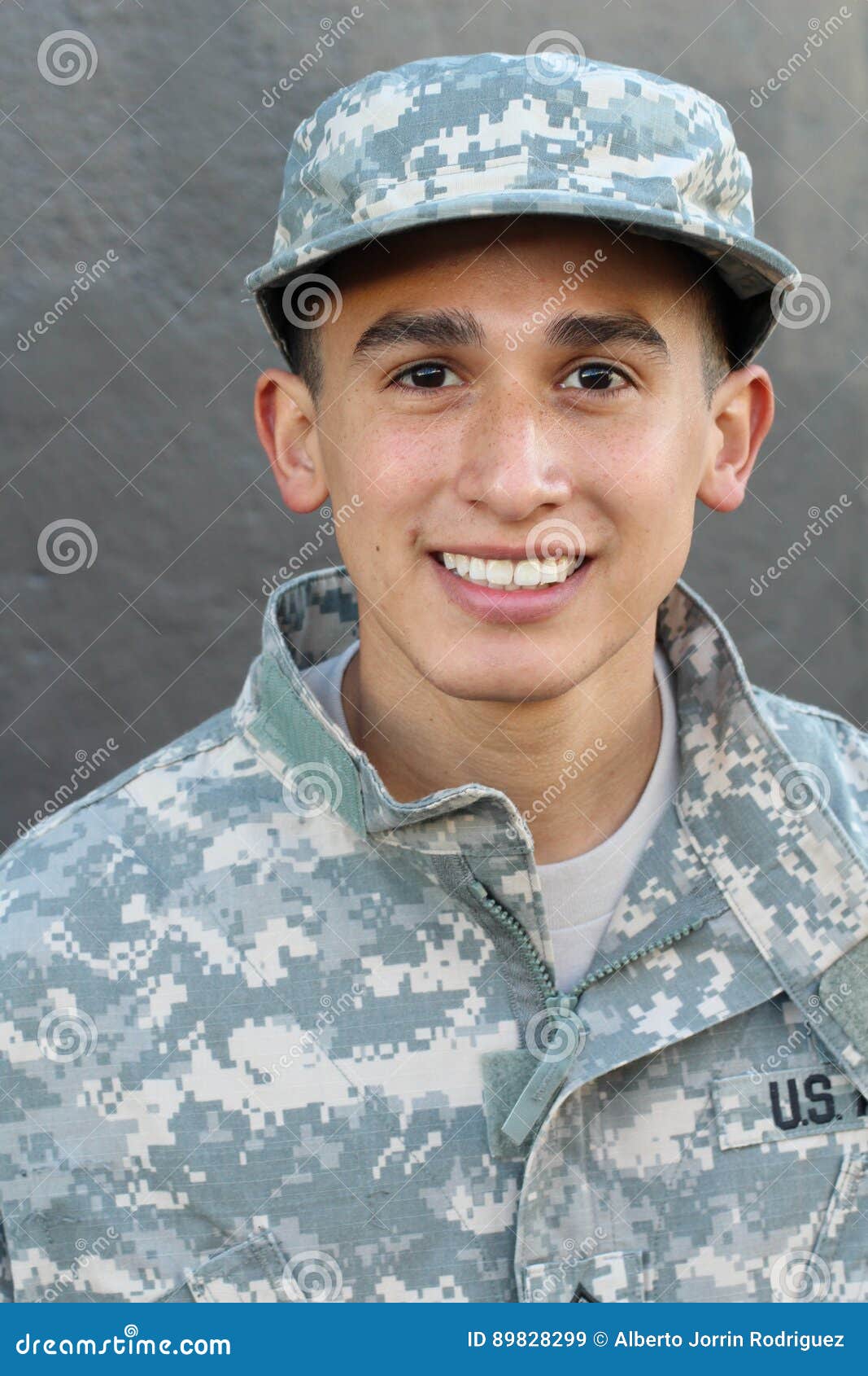 Army Worker Close Up Smiling Stock Image - Image of flag, patriotic ...