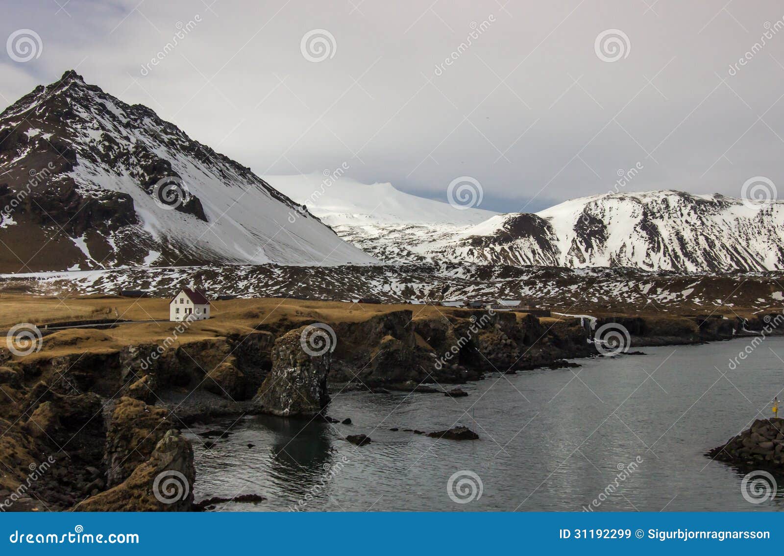 Arnarstapi, Iceland stock image. Image of house, snow - 31192299