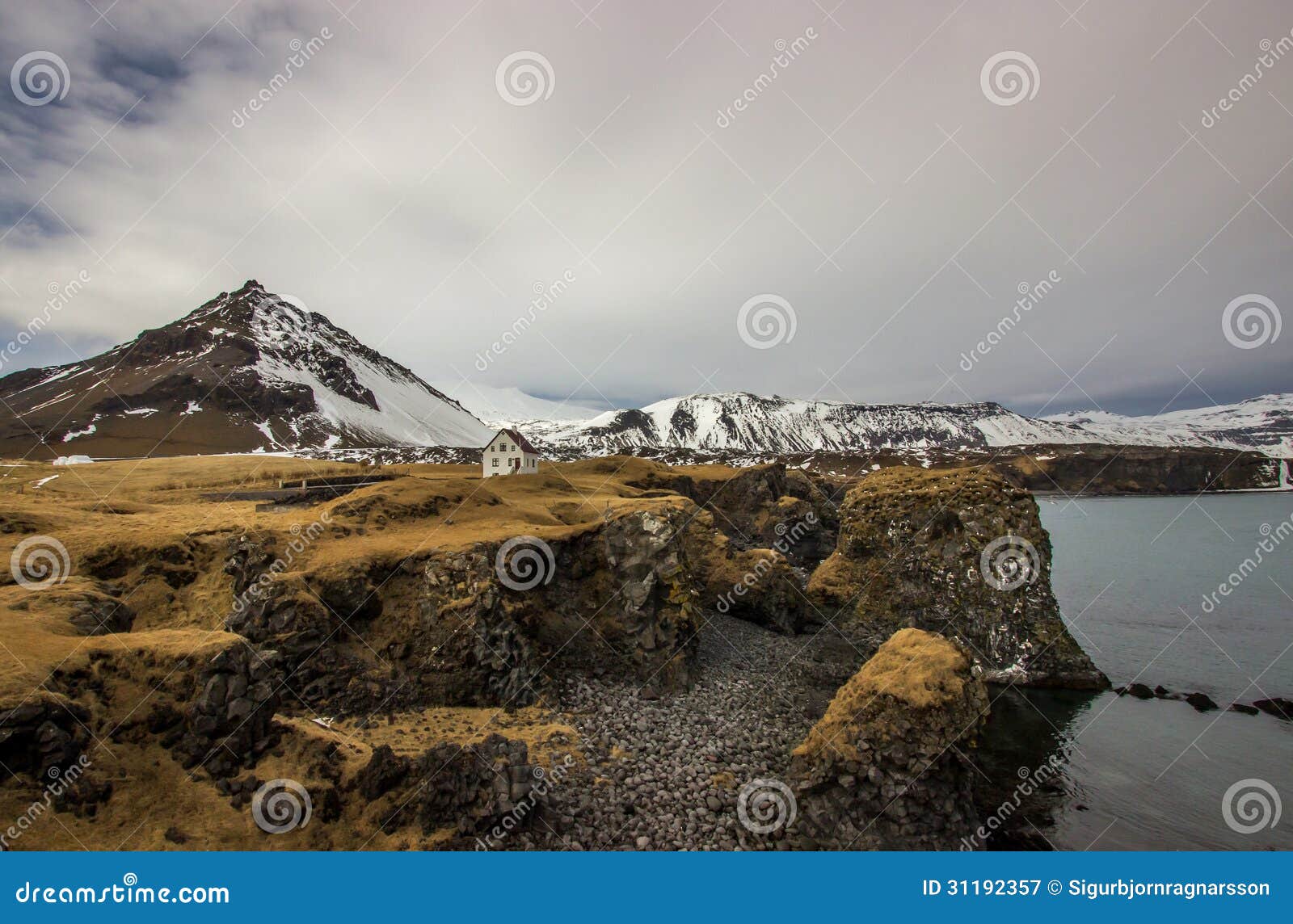 Arnarstapi, Iceland stock image. Image of snow, iceland - 31192357