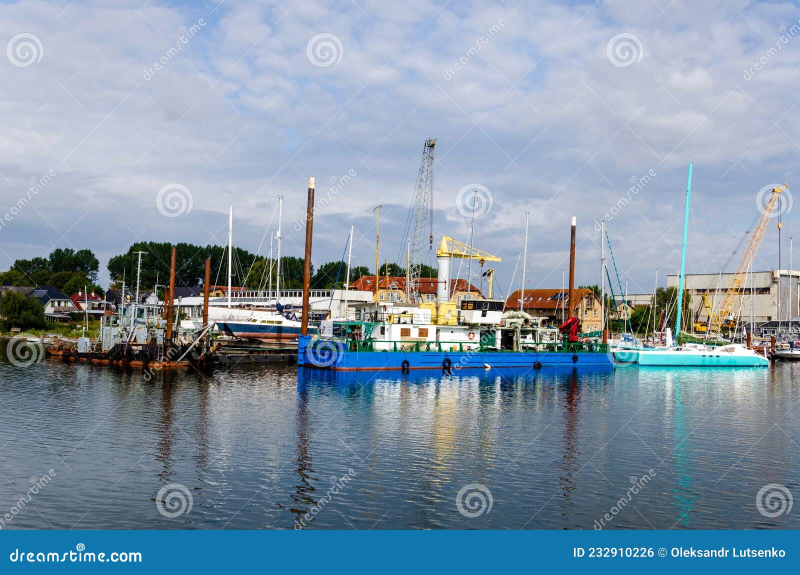 Arnis, Germany - September 07, 2021: View of the Harbor, Shipyard and ...