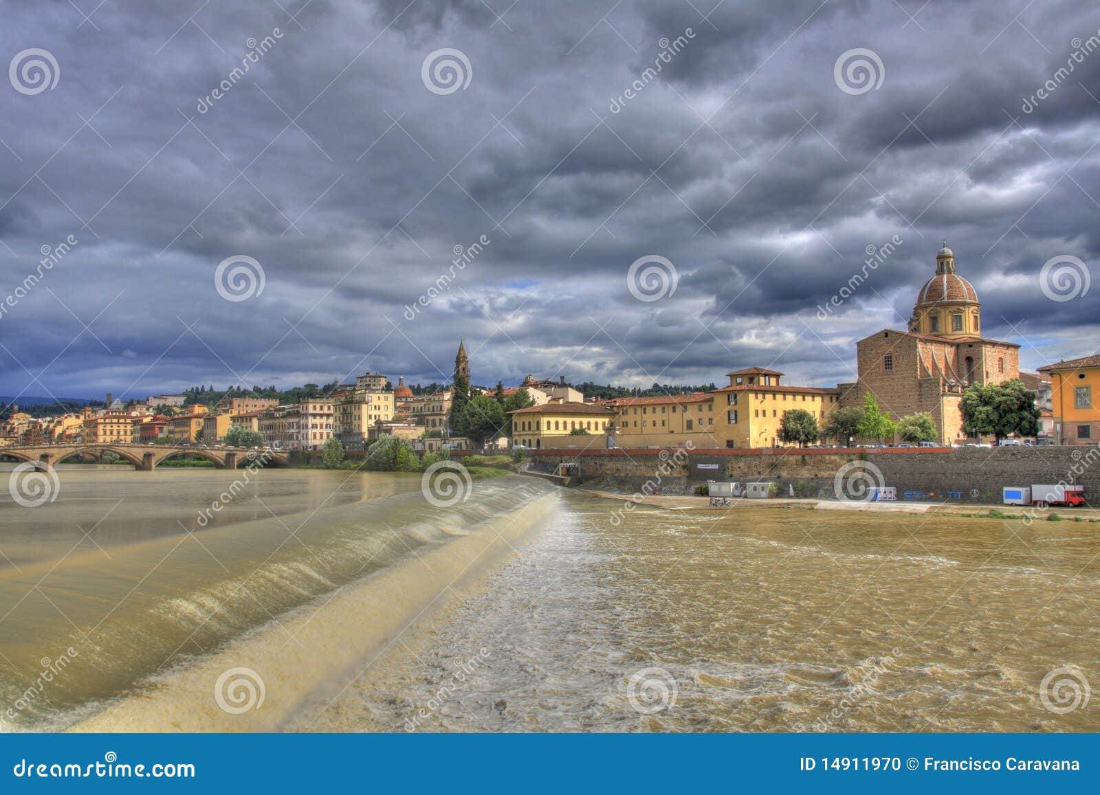 Arno River and Florence Landscape Stock Photo - Image of cloud ...