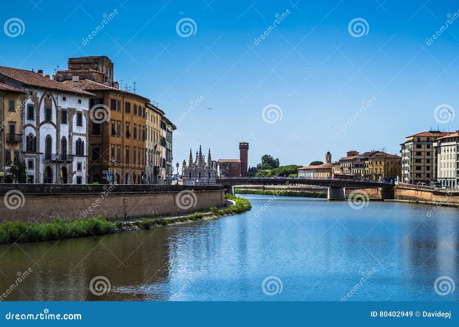 Arno river in Pisa, Italy stock image. Image of mediterranean - 80402949