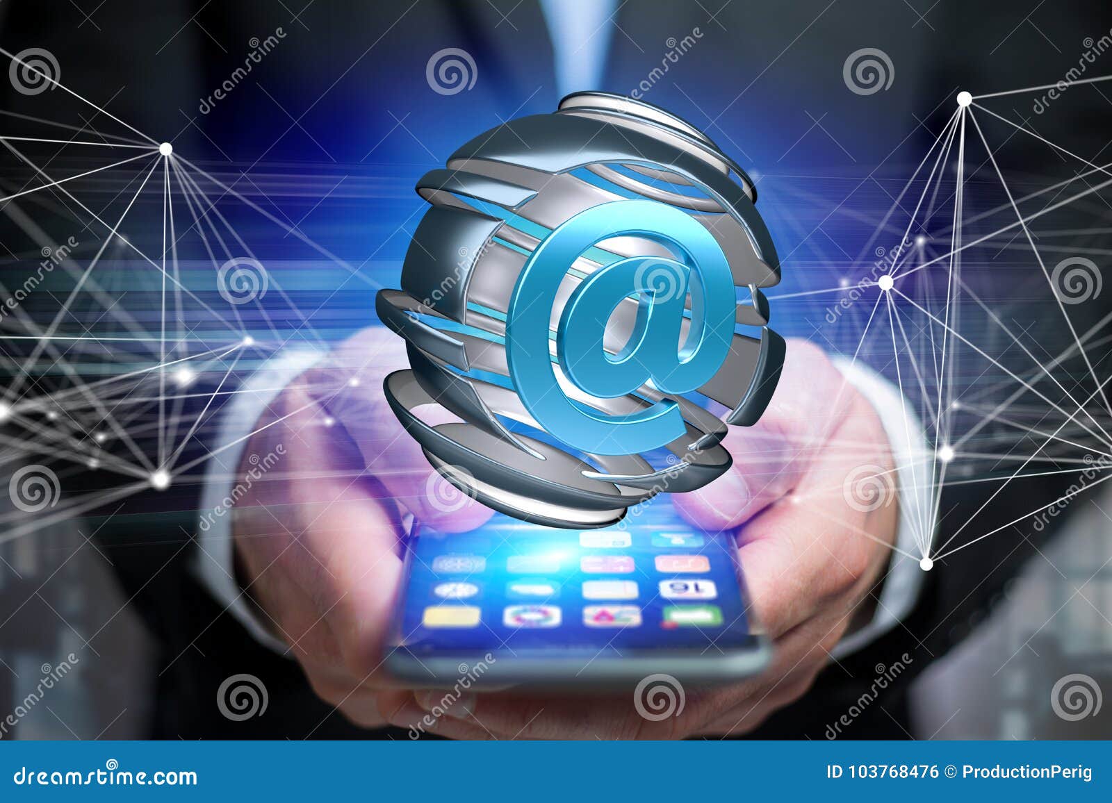 Arobase Symbol Displayed in a Sliced Sphere - 3D Rendering Stock Photo ...