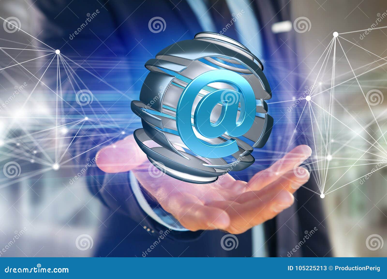 Arobase Symbol Displayed in a Sliced Sphere - 3D Rendering Stock Image ...