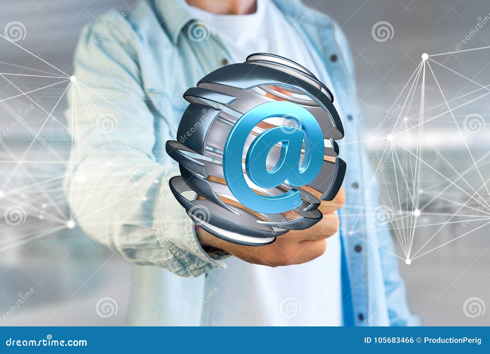 Arobase Symbol Displayed in a Sliced Sphere - 3D Rendering Stock Photo ...