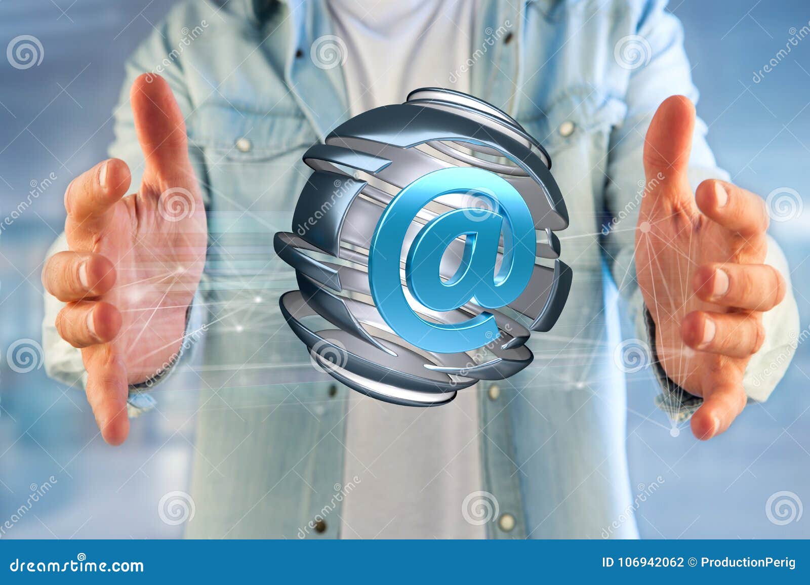 Arobase Symbol Displayed in a Sliced Sphere - 3D Rendering Stock ...