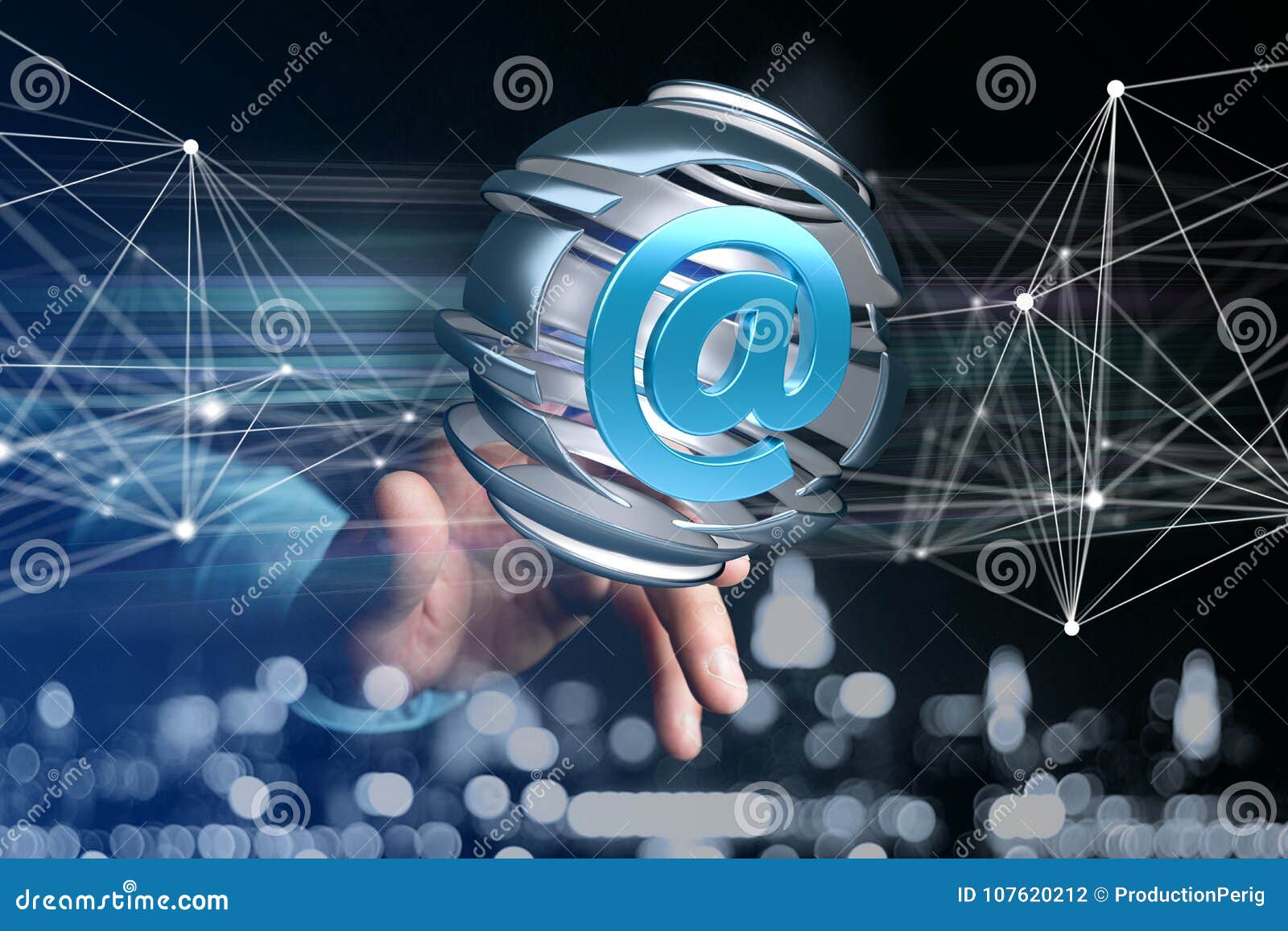 Arobase Symbol Displayed In A Sliced Sphere - 3D Rendering Stock Photo ...