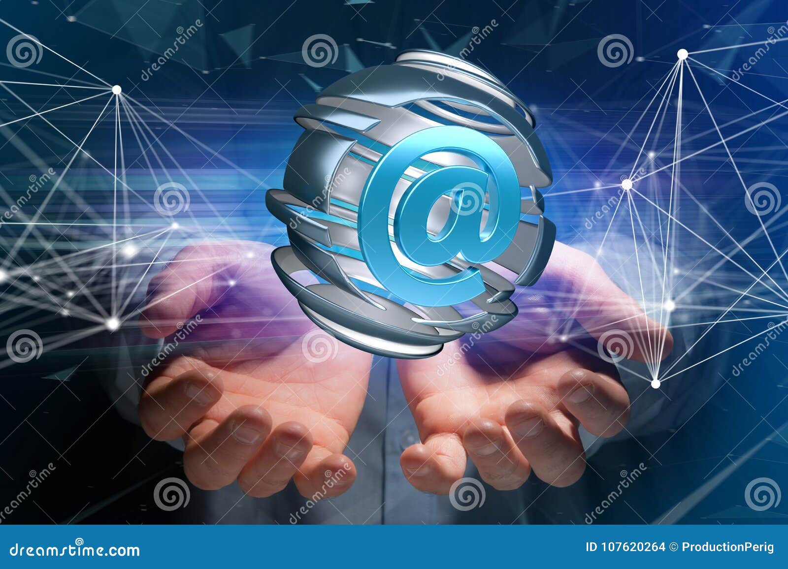 Arobase Symbol Displayed in a Sliced Sphere - 3D Rendering Stock ...