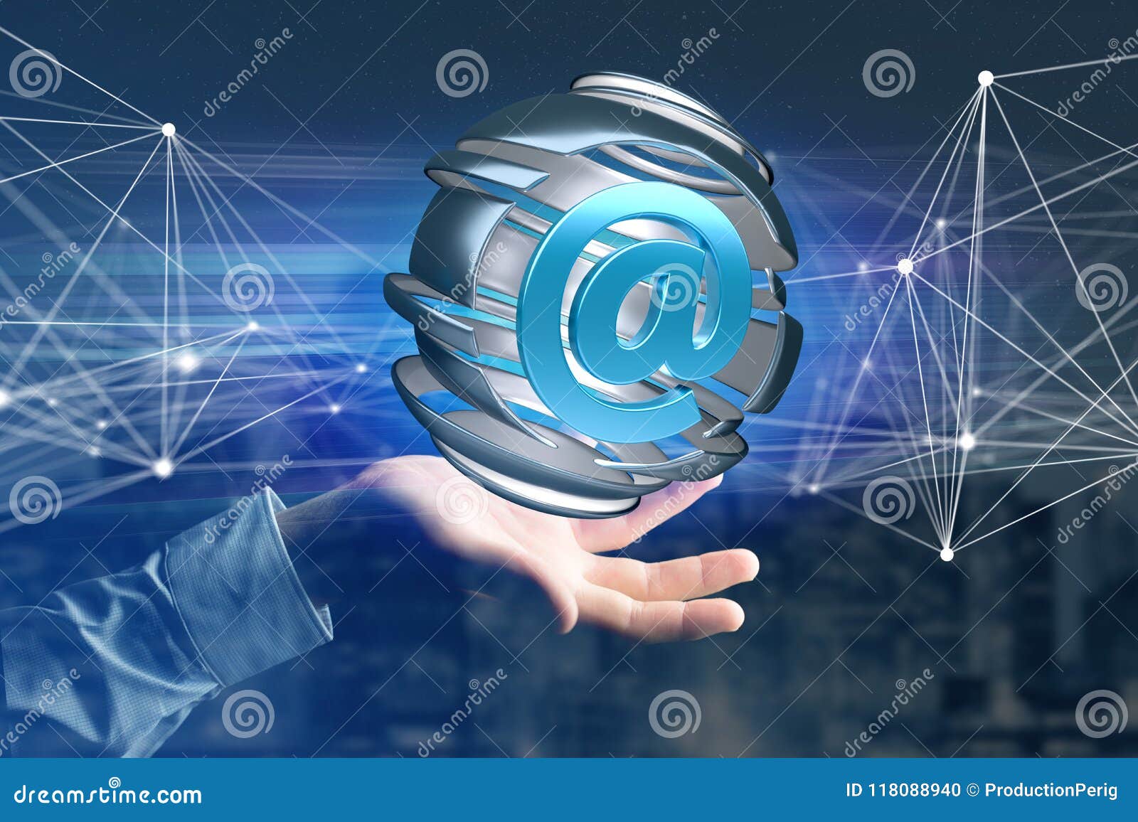 Arobase Symbol Displayed In A Sliced Sphere - 3D Rendering Stock Photo ...