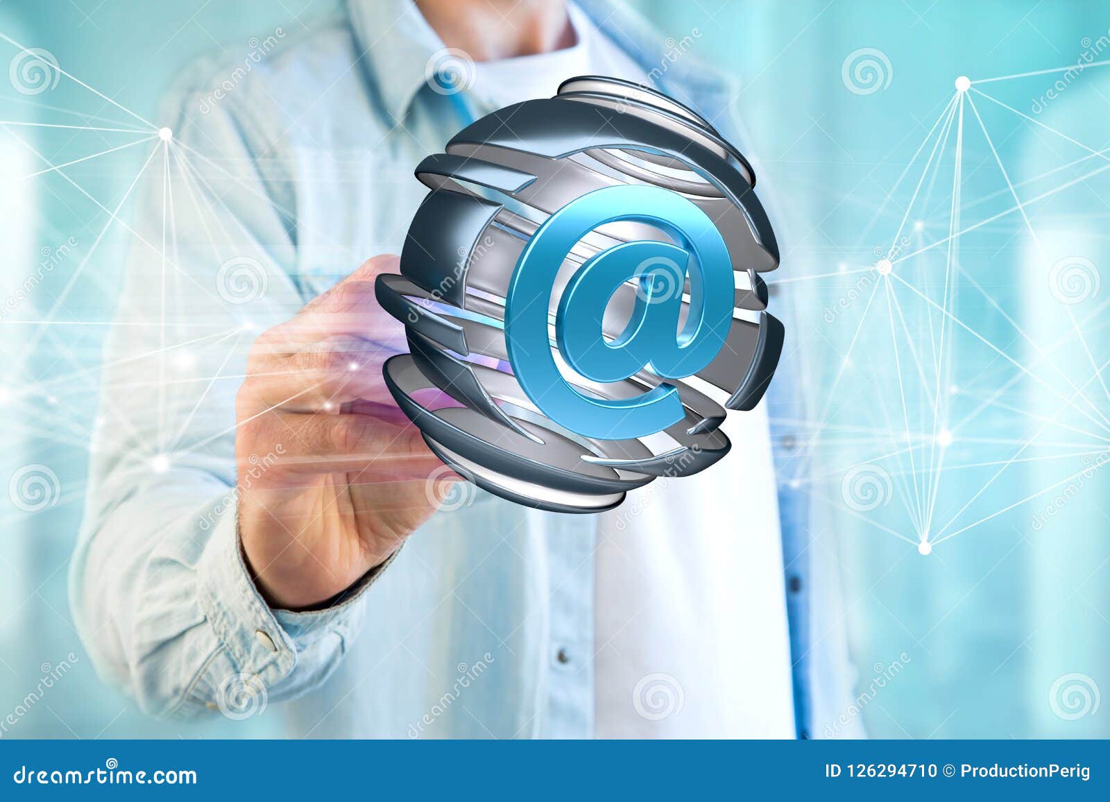 Arobase Symbol Displayed in a Sliced Sphere - 3D Rendering Stock Photo ...