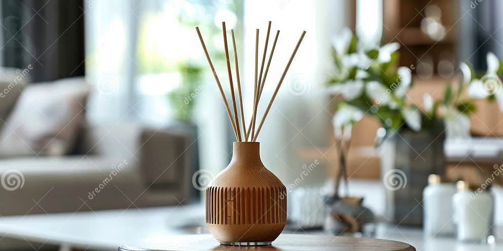 An Aroma Diffuser Stands on a Table in a Modern Designer Interior ...