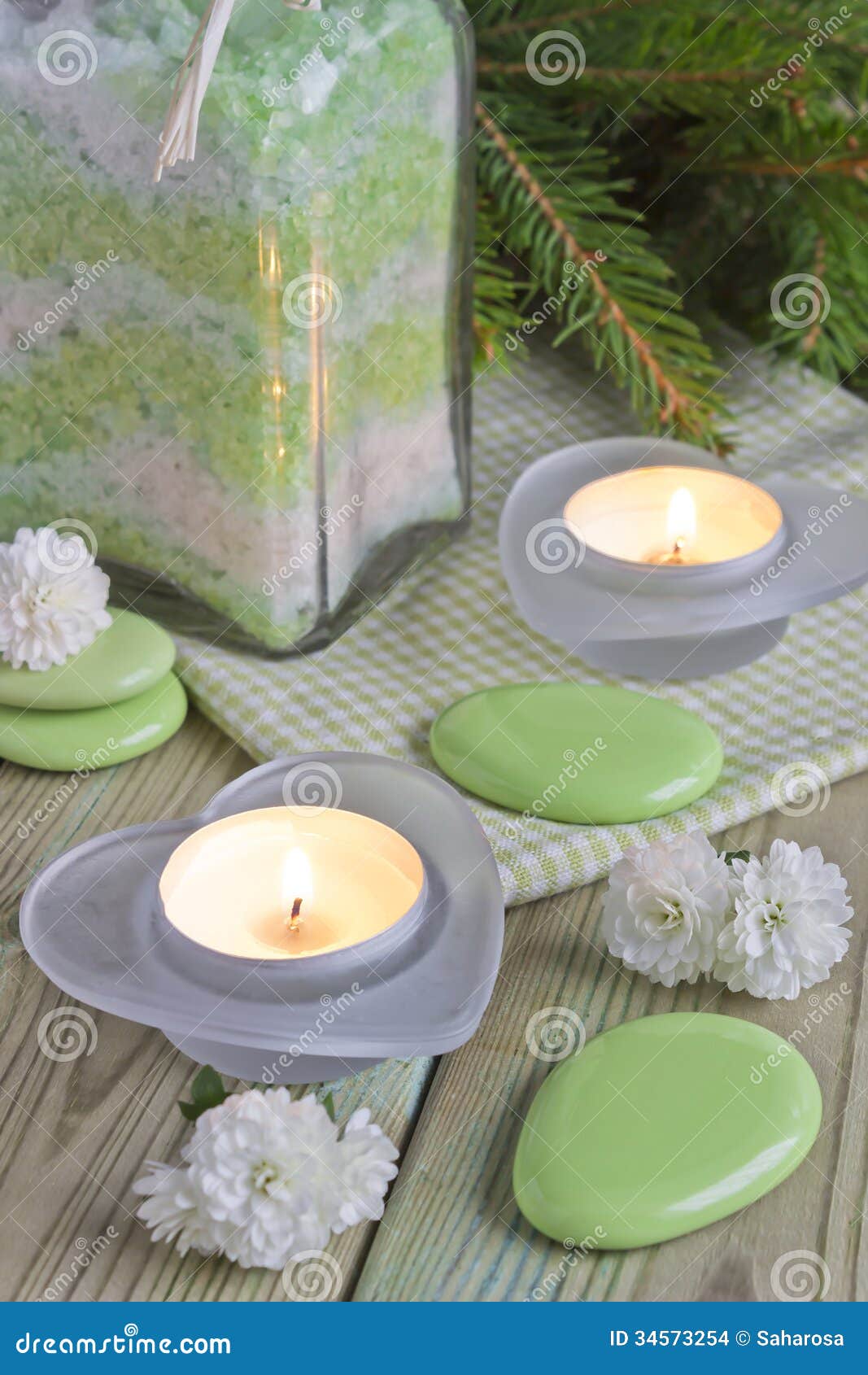 Aroma medicinal salt stock photo. Image of candles, flowers - 34573254