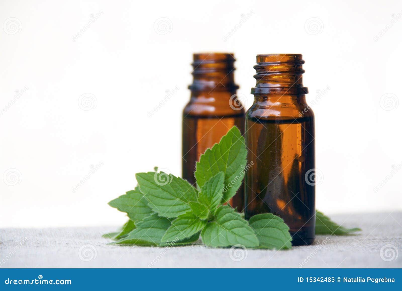 Aroma Oil in Bottles with Mint Stock Image - Image of aroma ...