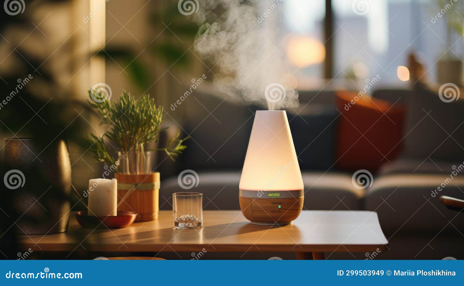 Aroma Oil Diffuser on Table at Home Interior Stock Image - Image of ...