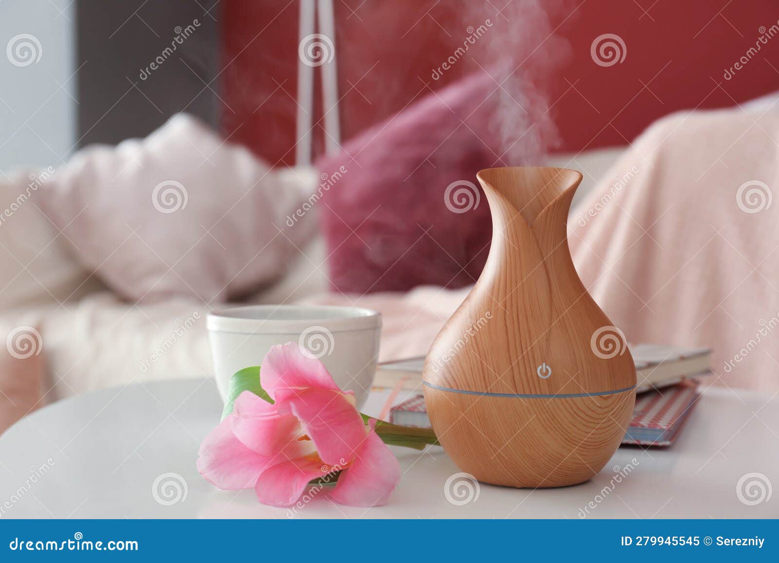 Aroma Oil Diffuser on Table in Room Stock Image - Image of freshening ...