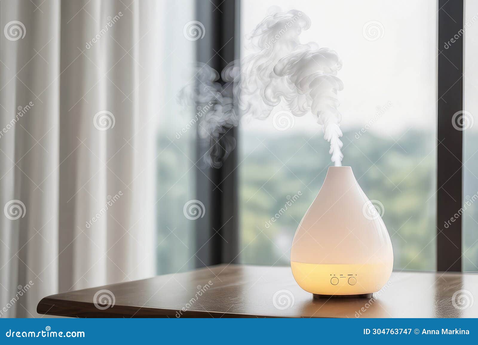 Aroma Oil White Glass Diffuser with Rising Steam Flow on Table by ...