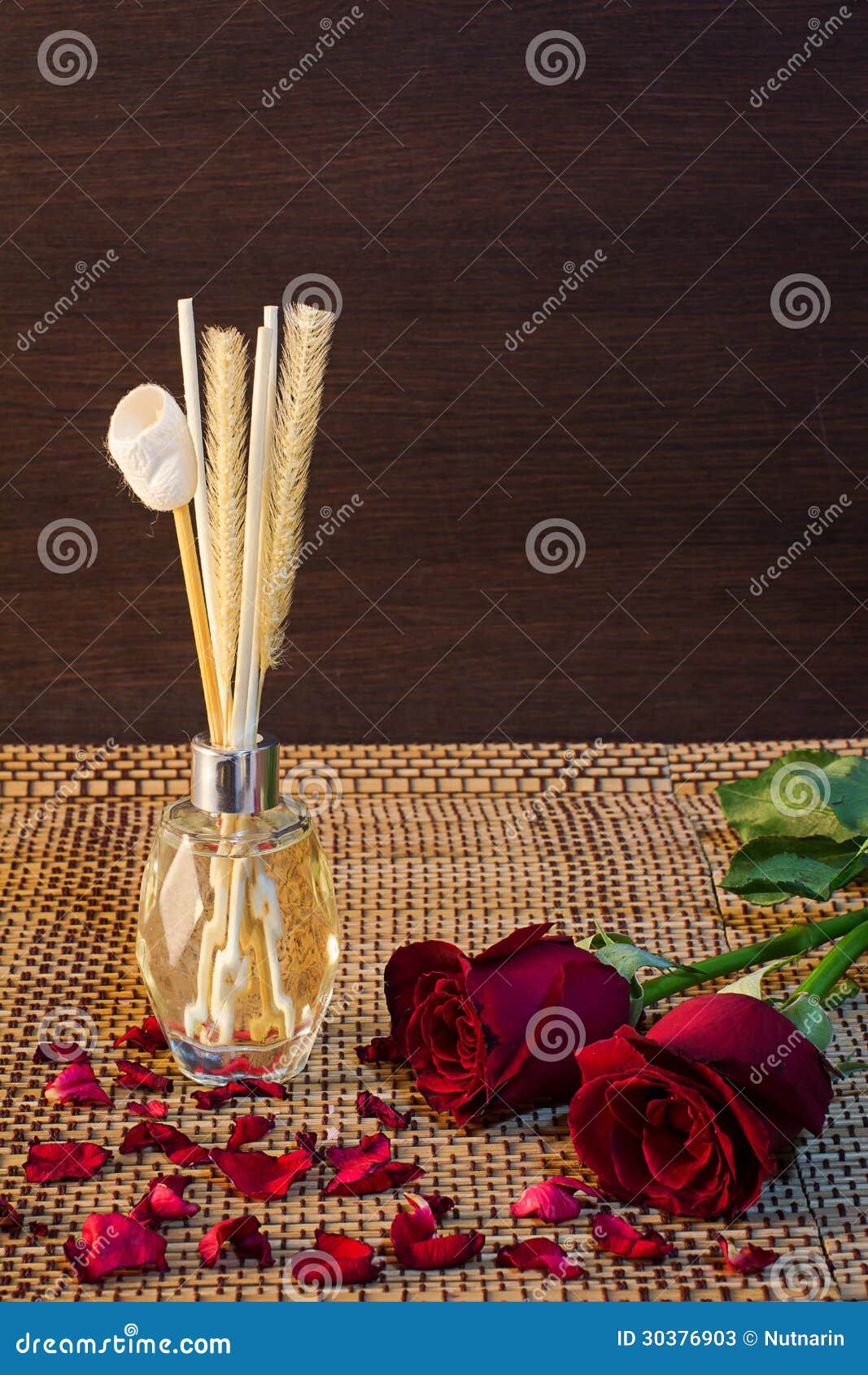 Aroma Reed Diffuser on Wood Pattern Background Stock Image - Image of ...