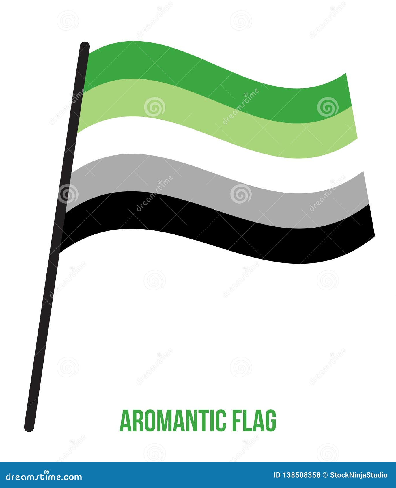 Aromantic Flag Waving Vector Illustration Designed with Correct Color ...