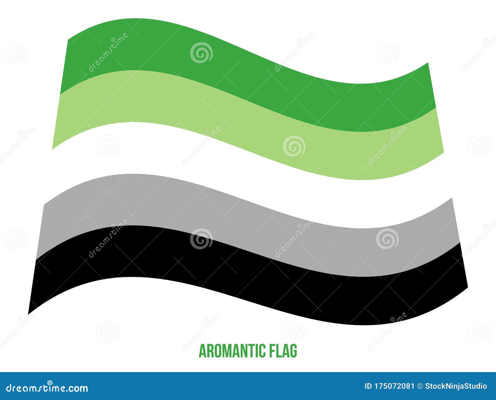 Aromantic Flag Waving Vector Illustration Designed with Correct Color ...