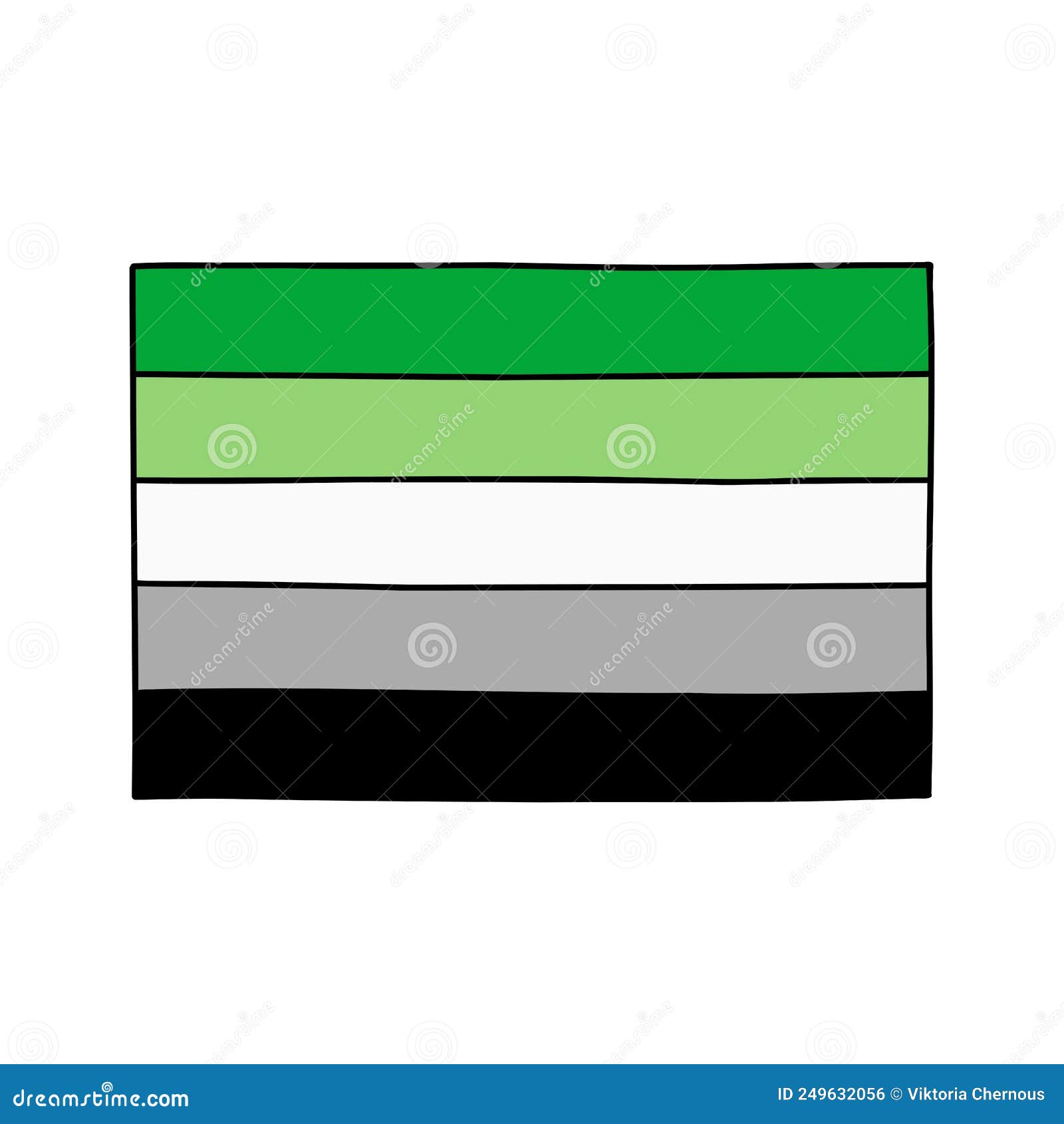 Aromantic Pride Flag Doodle Icon Vector Color Line Illustration Stock